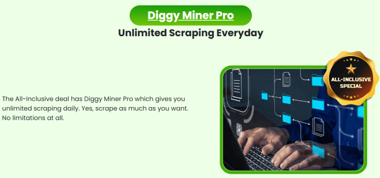 Diggy Miner Review: Unlimited Leads & Data With AI Web Scraping