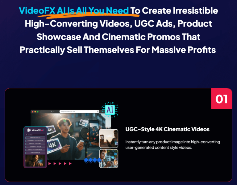 VideoFX AI Review: Create 4K UGC Videos with AI Avatars & Voiceovers