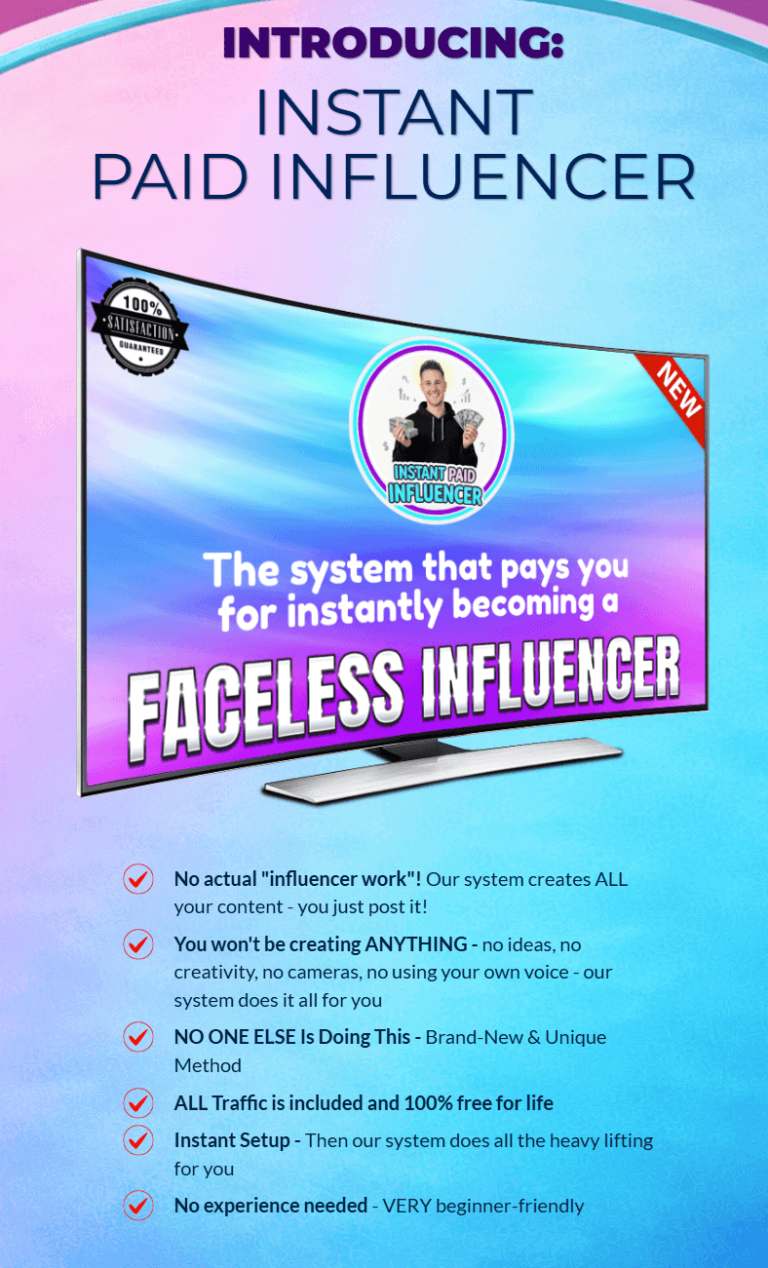 Instant Paid Influencer Review: Faceless Income - No Social Media